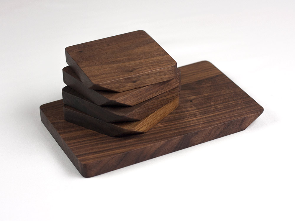 Natural Walnut Wood Coasters, Modern Design | Spark Shell Craft