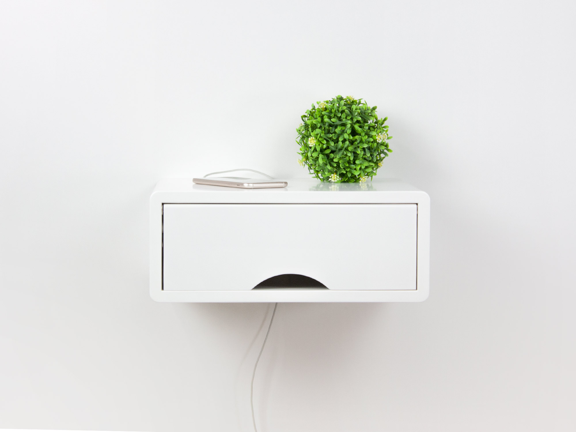 Modern White Floating Nightstand | Spark Shell Craft